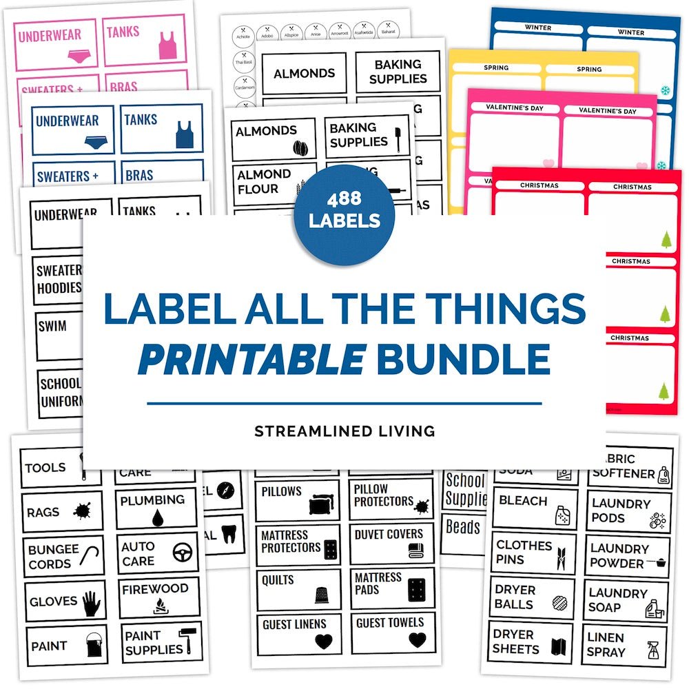 Label All the Things Printable Home Organization Bundle – Streamlined ...