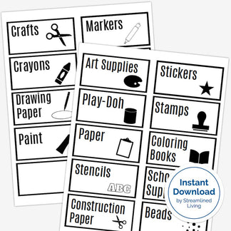 School Supply Organization Labels – Streamlined Living