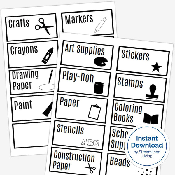 School Supply Organizing Labels – Streamlined Living